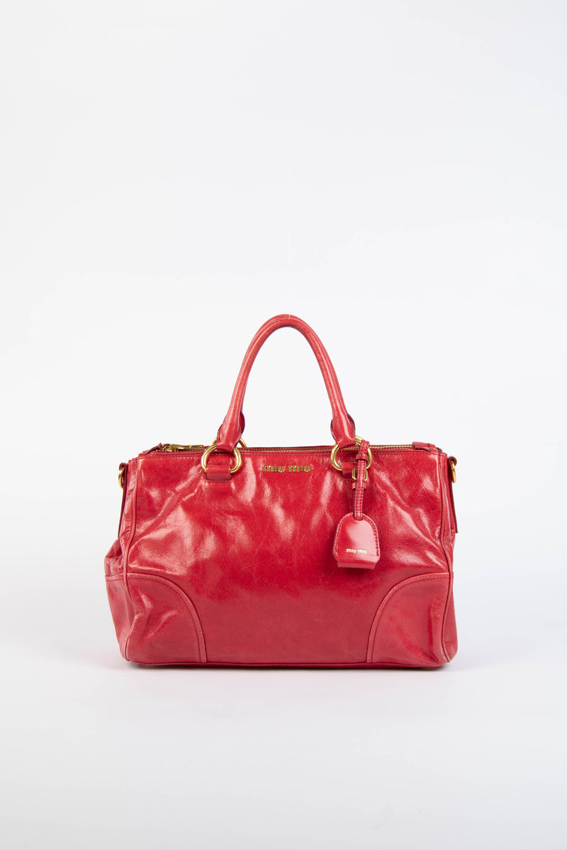 2000s Miu Miu Red Leather Tote Bag – Break Archive