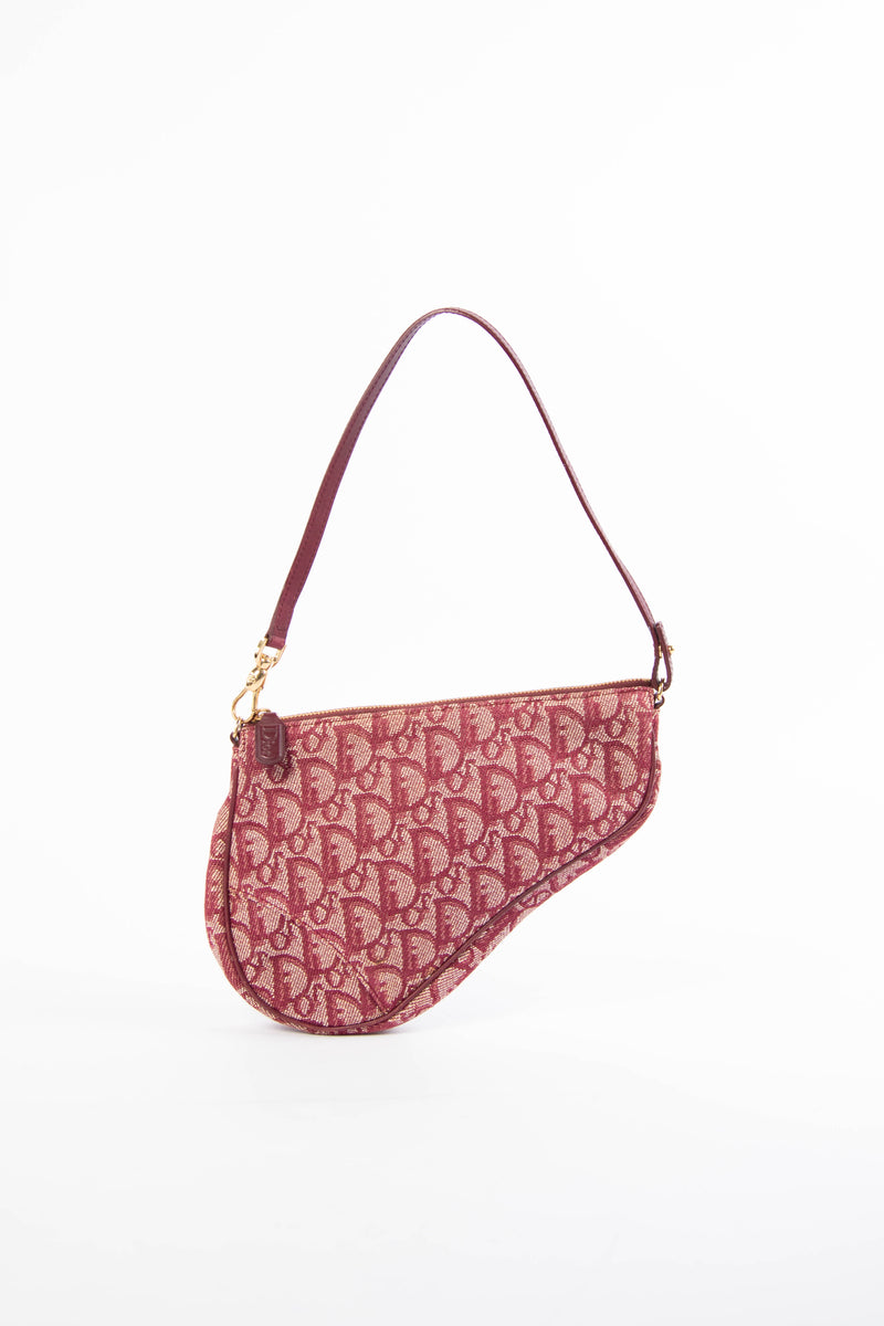 2000s Christian Dior Red Monogram Trotter Saddle Bag – Break Archive