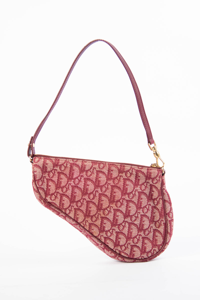 2000s Christian Dior Red Monogram Trotter Saddle Bag – Break Archive