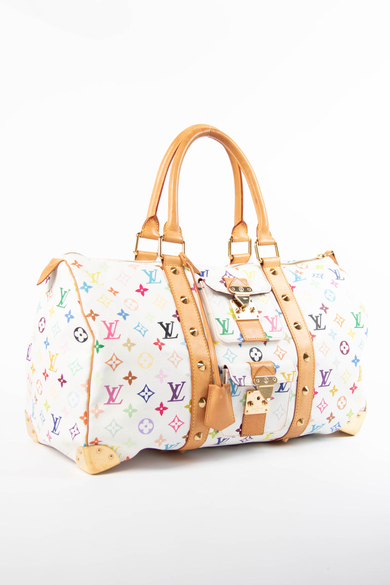 2000s Louis Vuitton x Takashi Murakami White Multicolour Keepall 45cm ...