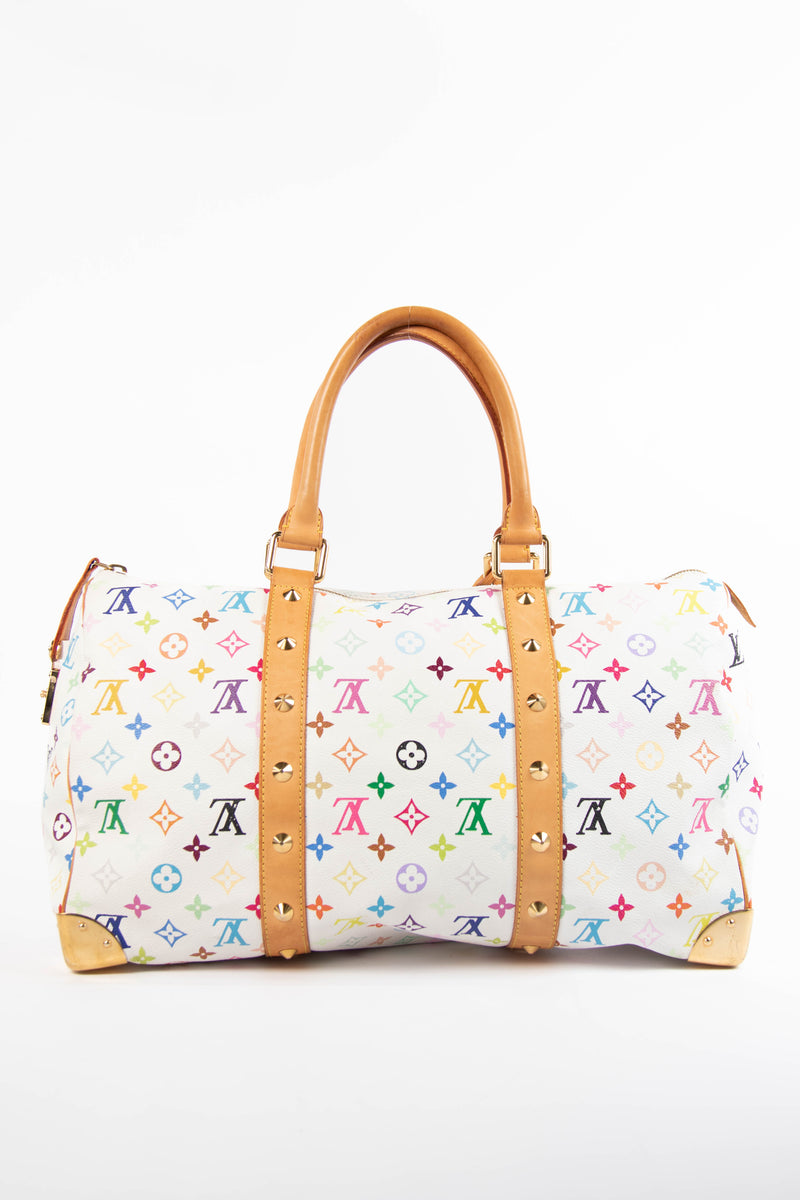 2000s Louis Vuitton x Takashi Murakami White Multicolour Keepall 45cm ...