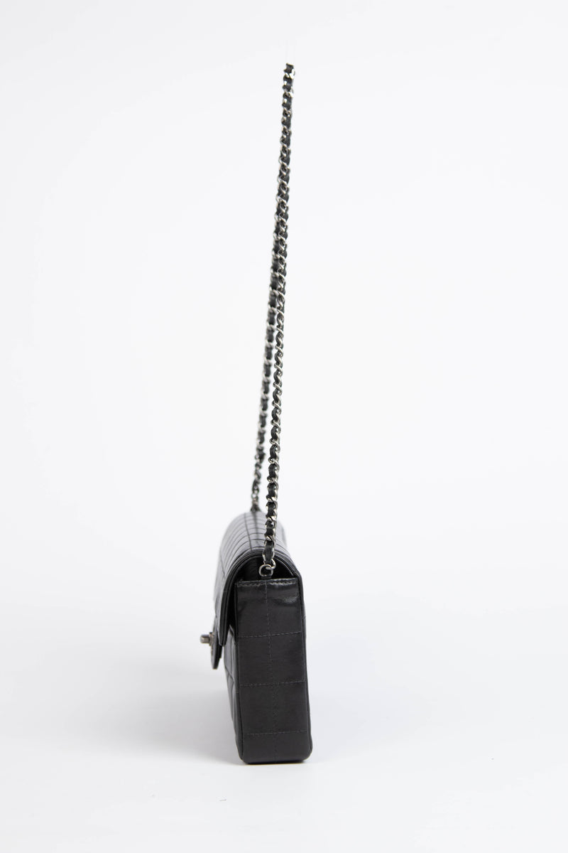 2000s Chanel Black Lambskin Chocolate Bar East West Shoulder Bag ...