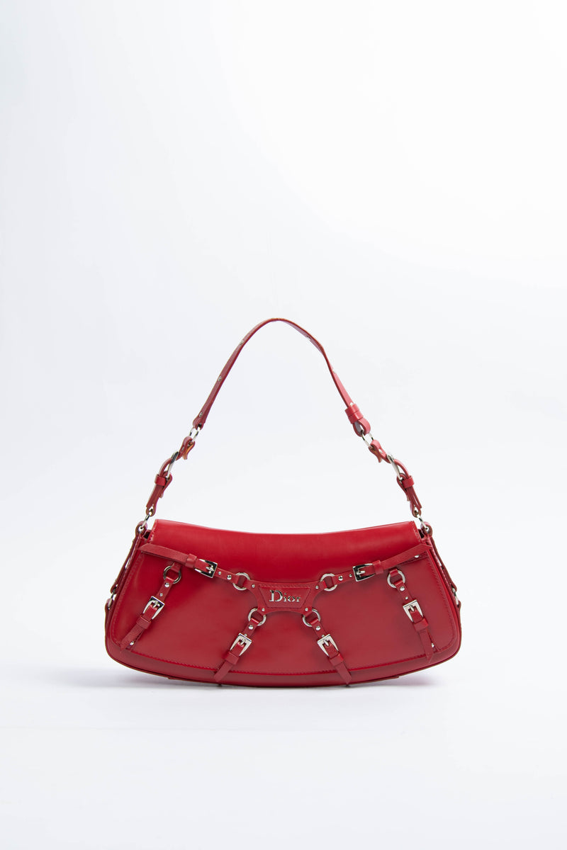 SUPER RARE Christian Dior Galliano Red Bondage Shoulder Bag – Break Archive