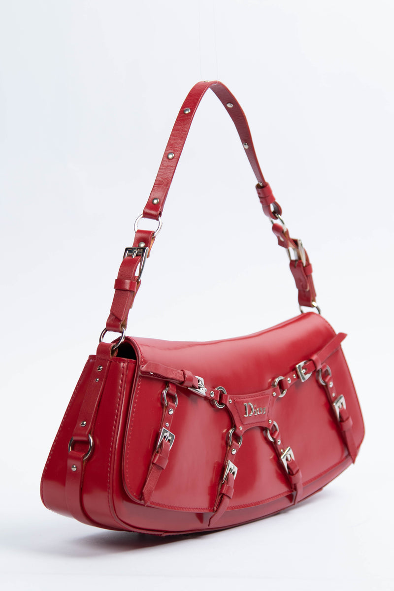 SUPER RARE Christian Dior Galliano Red Bondage Shoulder Bag – Break Archive